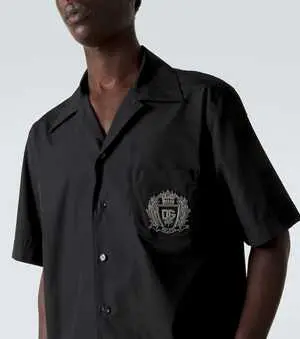 Dolce & Gabbana Logo Cotton Poplin Bowling Shirt