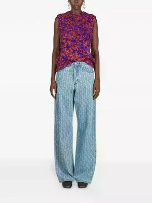 Dries Van Noten Printed Wide-leg Denim Pants