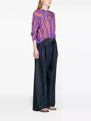 Dries Van Noten Belted Wide Leg Denim Jeans