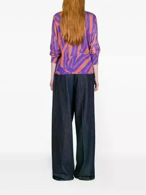 Dries Van Noten Belted Wide Leg Denim Jeans