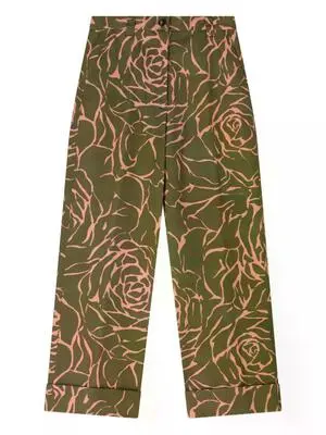 Dries Van Noten Floral Print Cuffed Pants