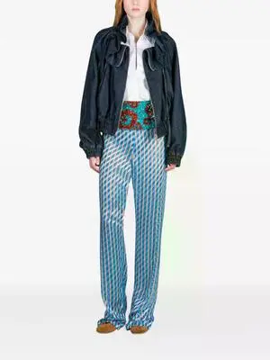 Dries Van Noten Denim Cocoon Jacket With Ruffle Detail - Blue