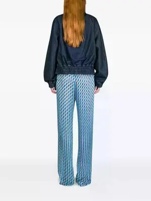 Dries Van Noten Denim Cocoon Jacket With Ruffle Detail - Blue