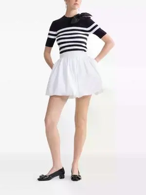 PATOU Striped Knitted T-shirt With Bow Detail - Black