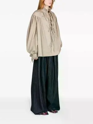 Dries Van Noten Ruffled Cotton Blouse - Neutrals