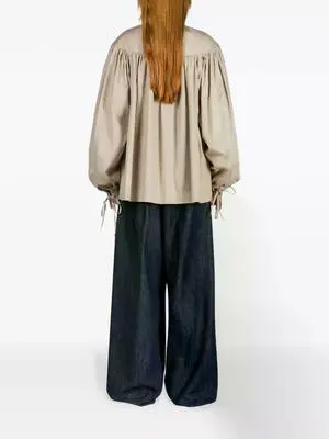 Dries Van Noten Ruffled Cotton Blouse - Neutrals