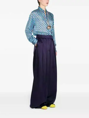 Dries Van Noten Wide Pleated Trousers - Purple