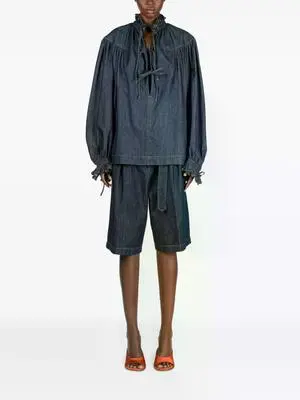 Dries Van Noten Ruffled Denim Shirt - Blue