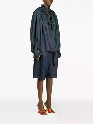 Dries Van Noten Ruffled Denim Shirt - Blue