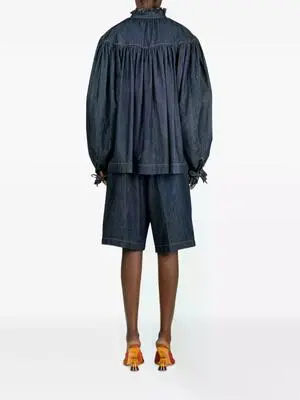 Dries Van Noten Ruffled Denim Shirt - Blue