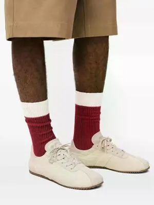 AMI Paris Two-tone Crew Socks With De Coeur Embroidery - Red
