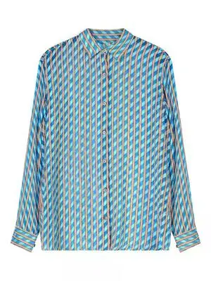Dries Van Noten Striped Devoré Shirt - Blue