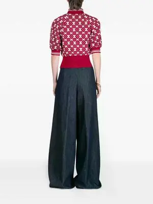 Dries Van Noten Wide Leg Pleated Jeans - Blue