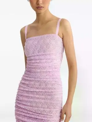 PATOU Lace Ruched Midi Dress - Pink