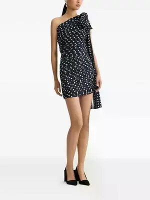 PATOU Polka-dot Asymmetric Mini Dress - Black