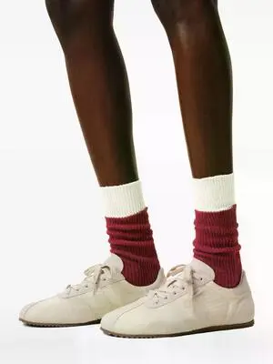 AMI Paris Two-tone Embroidered Crew Socks - Red