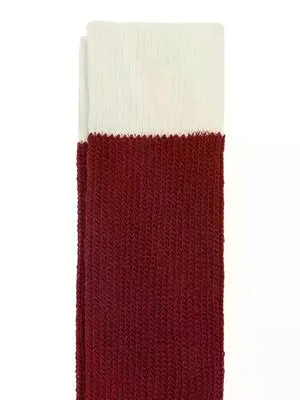 AMI Paris Two-tone Embroidered Crew Socks - Red