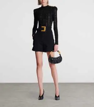 Balmain Grain De Poudre Belted Shorts