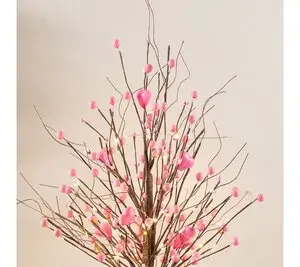 GLITZHOME 20'h Lighted Valentine's Pink Berry H Eart Table Tree