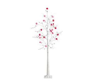 NEARLY NATURAL 6' Pre-lit Twig Tree With Heart Shaped Ornament - One-color