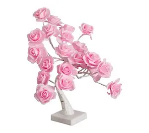 NEARLY NATURAL 24' Pre-lit Twig Tree With Rose Shaped Ornament - One-color