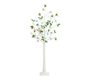 NEARLY NATURAL 5' Pre-lit Twig Tree With Egg Sh Aped Lights - One-color