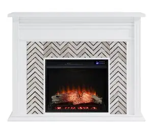 SEI FURNITURE Sei Hebbington Tiled Marble Touch Screen Electr Ic Fireplace - One-color