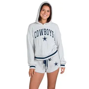 CONCEPTS SPORT Dallas Cowboys Whitley Long Sleeve Hoodie Top & Shorts Set - Gray