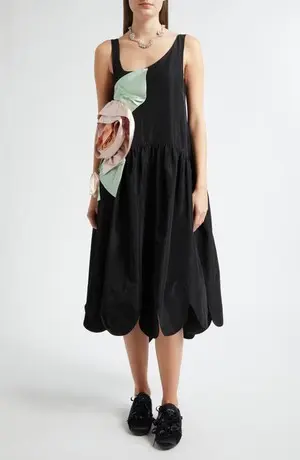 Simone Rocha Pressed Rosette Tilted Neck Dress