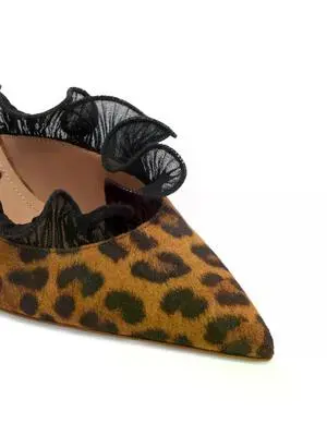 MALONE SOULIERS Leopard-printed Cecile Mules With Ruffle Detail