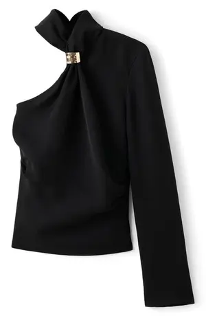 Mango Metal Detail One-shoulder Top