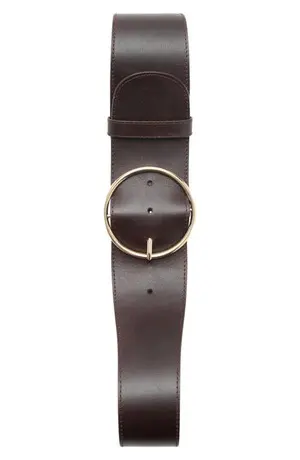 Mango Round Buckle Leather Wide Belt