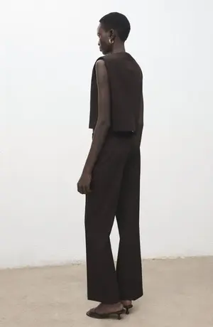 Mango Flared Low-rise Pants - Grey