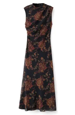 Mango Floral Shirred Dress