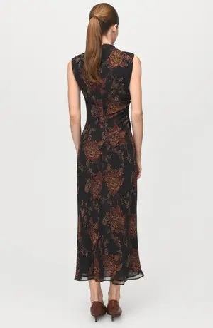 Mango Floral Shirred Dress
