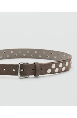Mango Studded Suede Belt