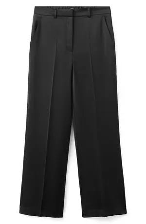 Mango Satin Straight-leg Pants - Black