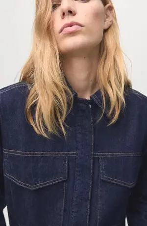 Mango Western Denim Snap-up Shirt