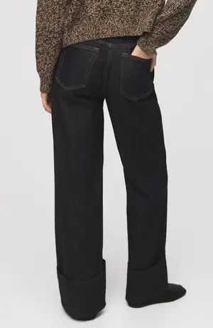 Mango Rolled Hem Straight Leg Jeans