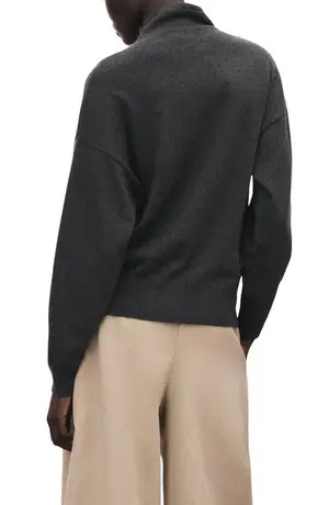 Mango Draped Turtleneck Sweater - Charcoal