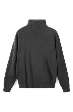 Mango Draped Turtleneck Sweater - Charcoal