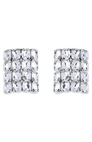 AREA Crystal Pavé Earrings - Clear Crystal/silver