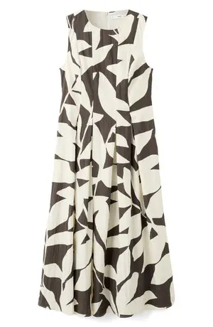 MANGO Printed Sleeveless Flare Midi Dress