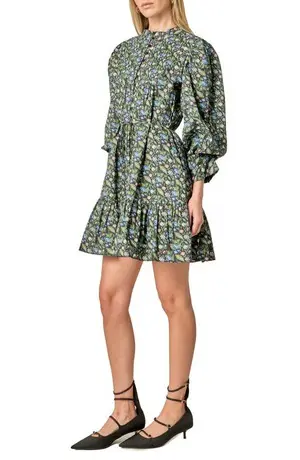 English Factory Cotton Mock Neck Button-up Minidress