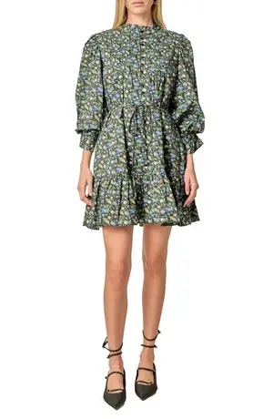 English Factory Cotton Mock Neck Button-up Minidress