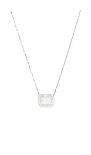Shashi Emerald Baguette Necklace - Silver