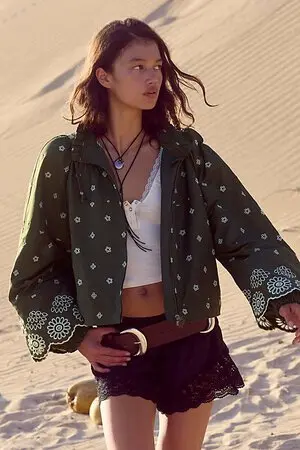 Free People Maru Embroidered Jacket - Green