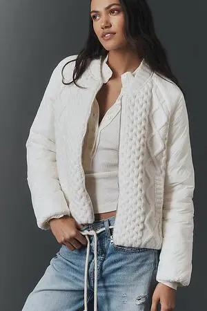 Anthropologie Sweater Puffer Jacket - Ivory