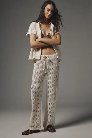 Anthropologie Crochet Pull-on Pants