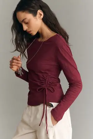 Wilt Round Neck Long Sleeve Top - Pomegranate